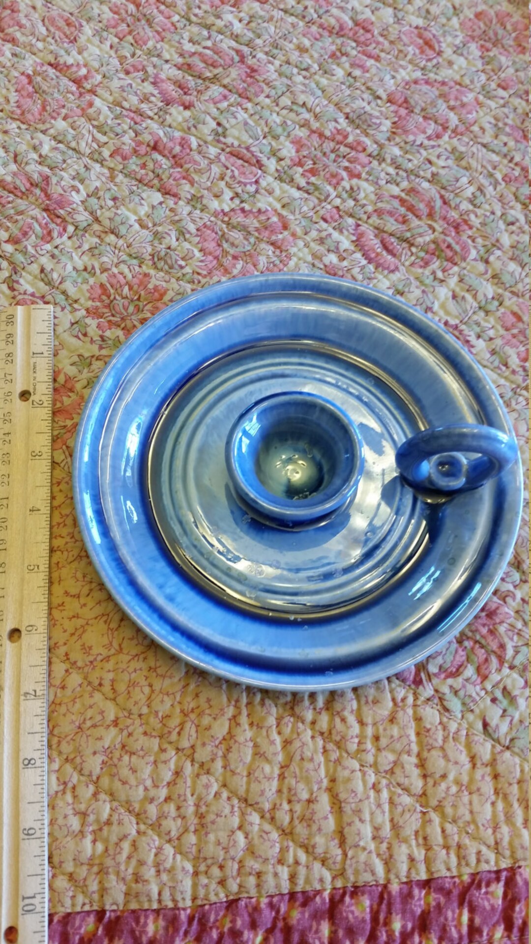 Edgecomb Pottery Maine Crystalline Glaze Candle Holder W/ Loop Blue ...