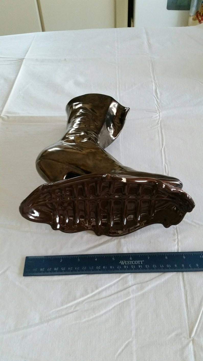 Vintage Ceramic Bronze Colored Boot Planter 1970 's | Etsy