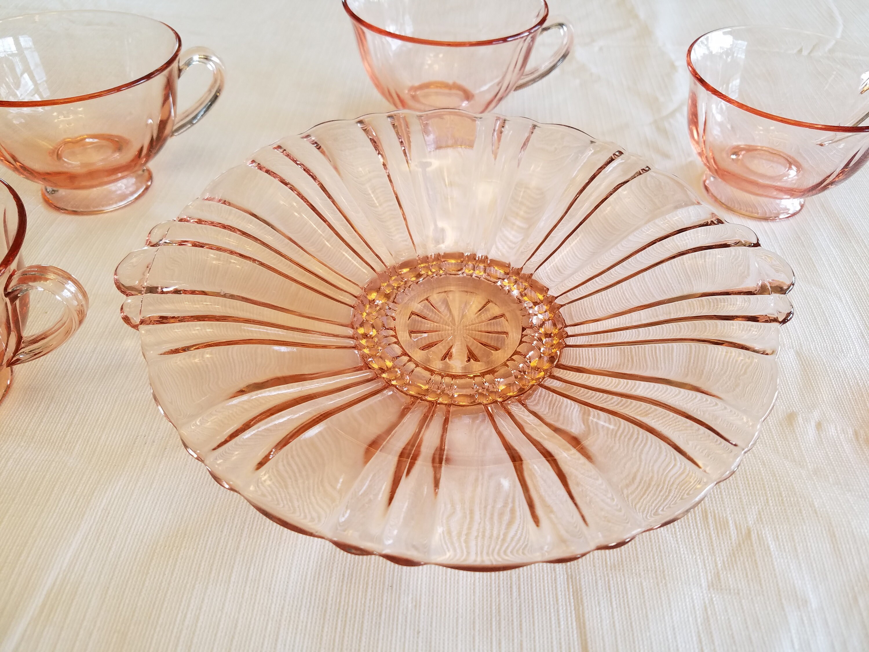 9 antique fostoria fairfax pink depression glass teacups 1930 | Etsy