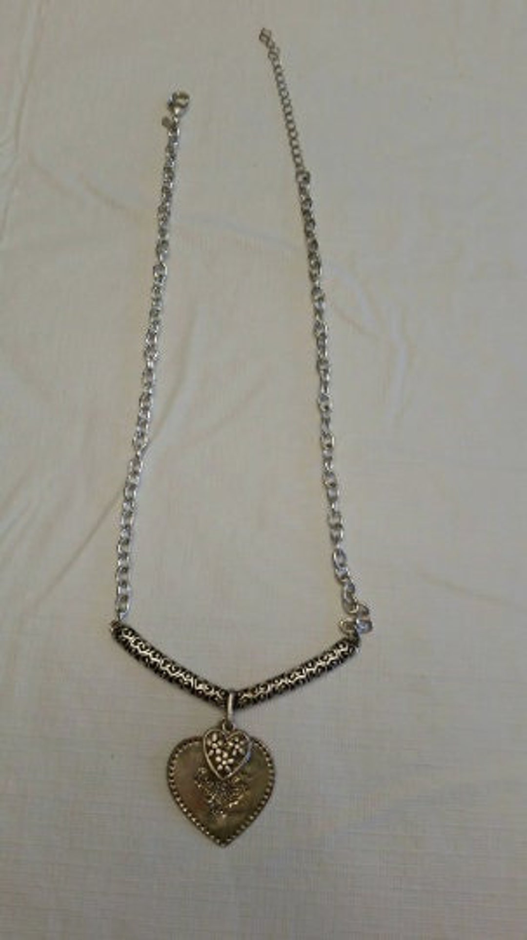 Vintage 21 Signed RMN Simulated Silver Tone Pendant Necklace Jewelry ...