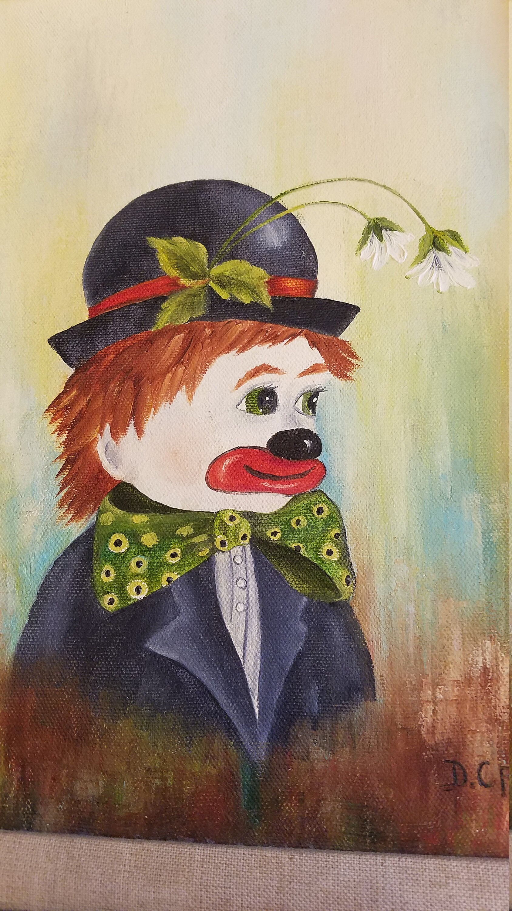 Antique Framed Clown Art Oil Painting on Canvas Signed D - Etsy