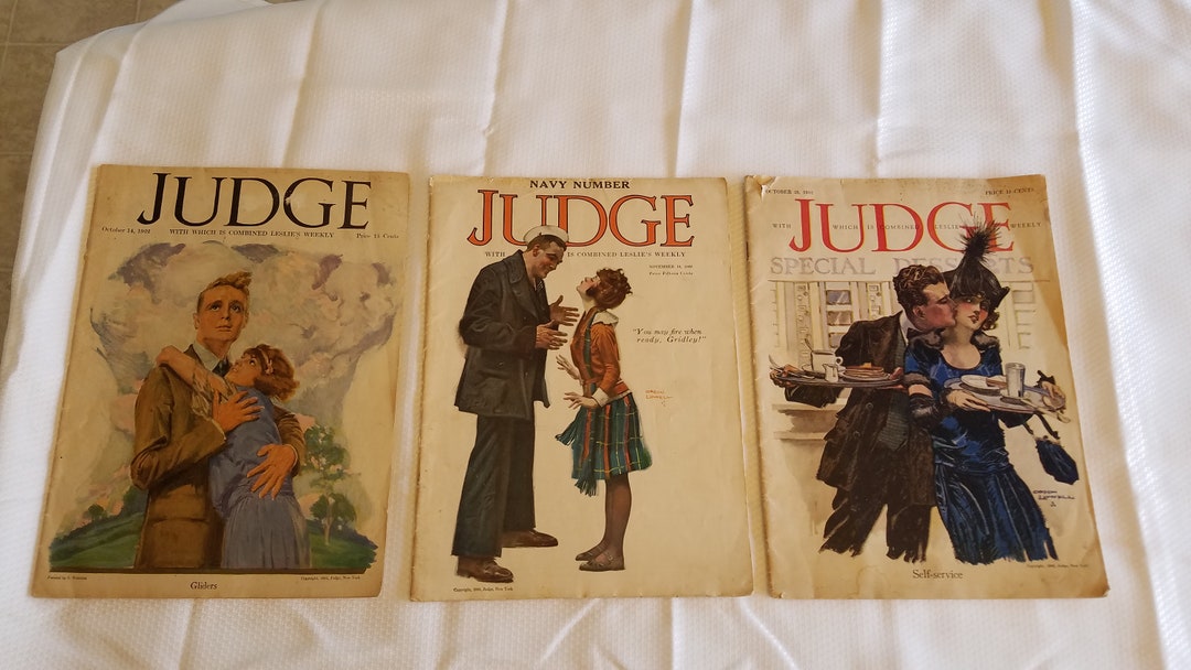 3 Antique Judge Magazines 1922 Leslie Weekly New York U S Navy Issue ...