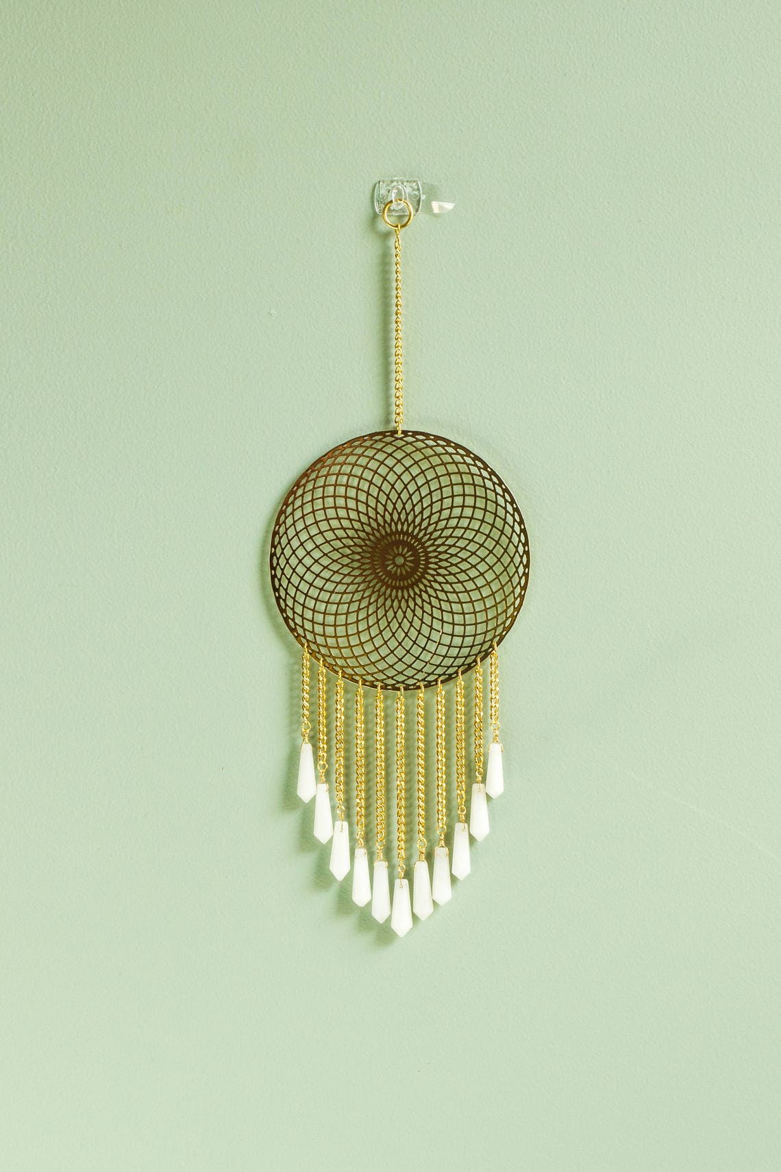 Snow Quartz Tube Torus Sacred Geometry Art, Crystal Mobile, Gold White ...