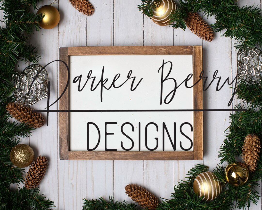 8x10 Wood Frame Evergreen Winter Forest Christmas Stylized Flat Lay ...
