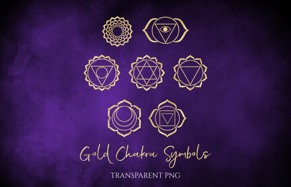 Golden Chakra Symbols/logos - INSTANT DOWNLOAD - PNG Images With ...