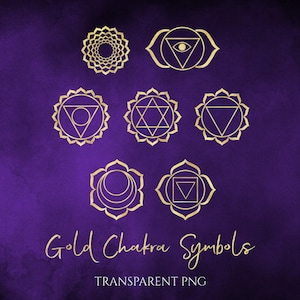 Golden Chakra Symbols/logos - INSTANT DOWNLOAD - PNG Images With ...