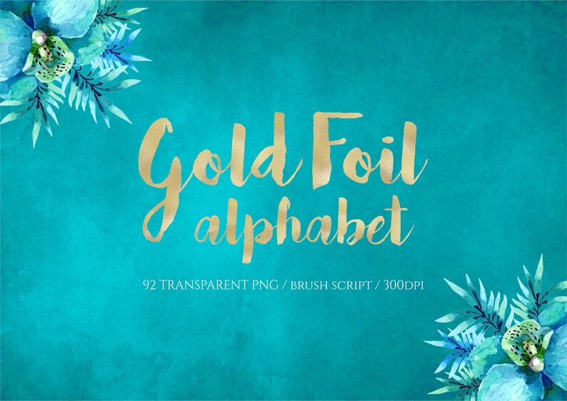 Gold Foil Alphabet Script Clipart Transparent Png Digital | Etsy