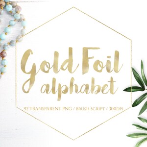 Gold Foil Alphabet Script , Clipart, Transparent Png, Digital Download ...