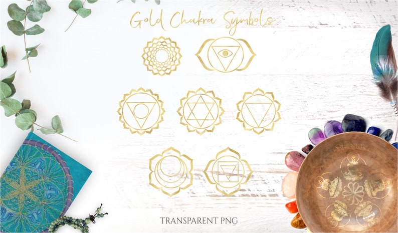 Golden Chakra Symbols/logos - INSTANT DOWNLOAD - PNG Images With ...
