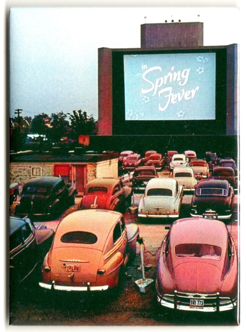 Vintage Picture of Drive-in Theater With Spring Fever on the Screen on ...