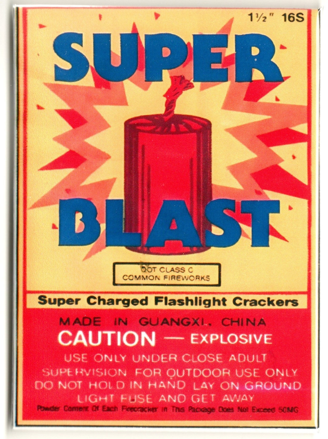Handmade Super Blast Firecracker Label Metal Fridge Magnet 2.5 X 3.5 ...