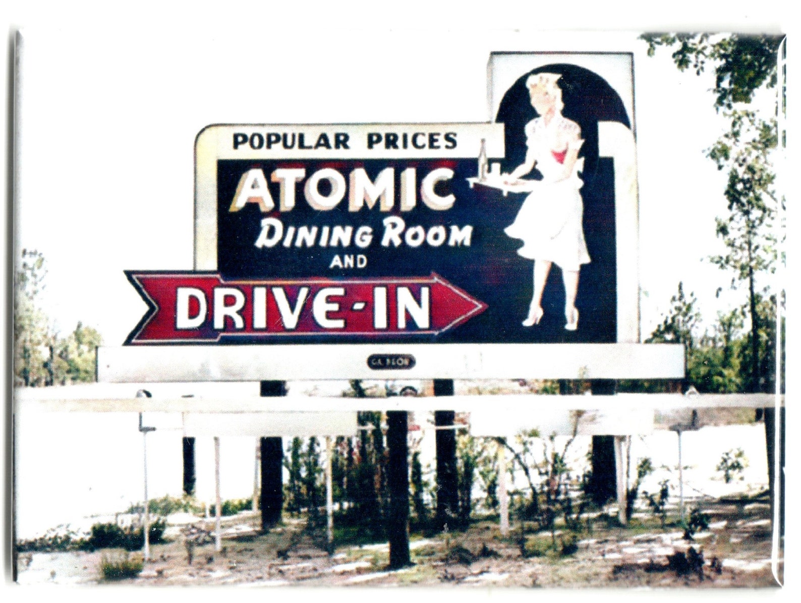 Vintage Atomic Drive in Movie Theater and Dining Room Picture on a ...