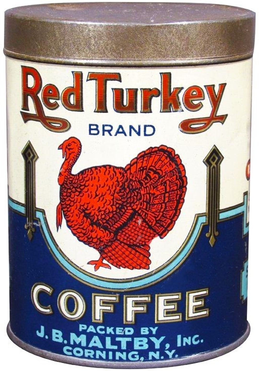 Vintage Red Turkey Coffee Tin on Fridge Magnet 2.5 3.5" Metal Wrap ...