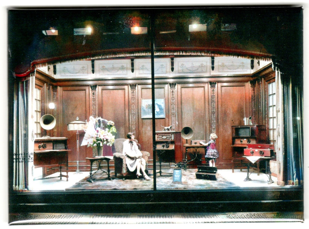 Vintage Store Display Window Showing a Woman and Girl With Record ...
