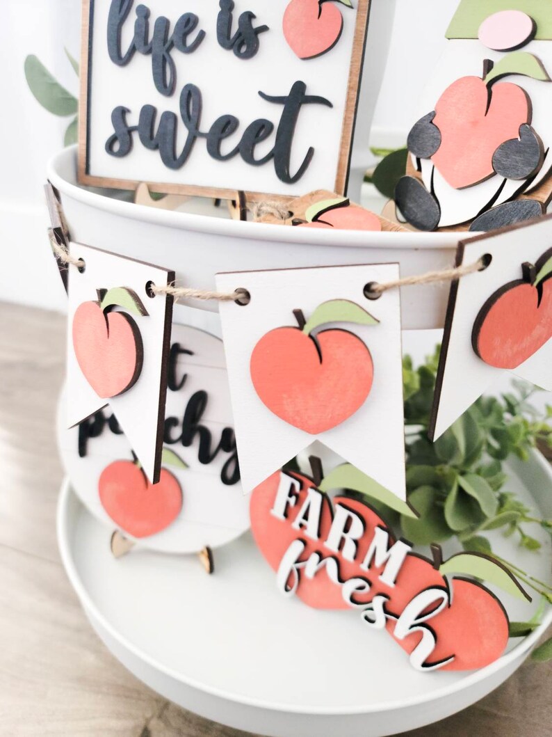 Peach Tier Tray Peach Decor Farmhouse Tier Tray Decor - Etsy