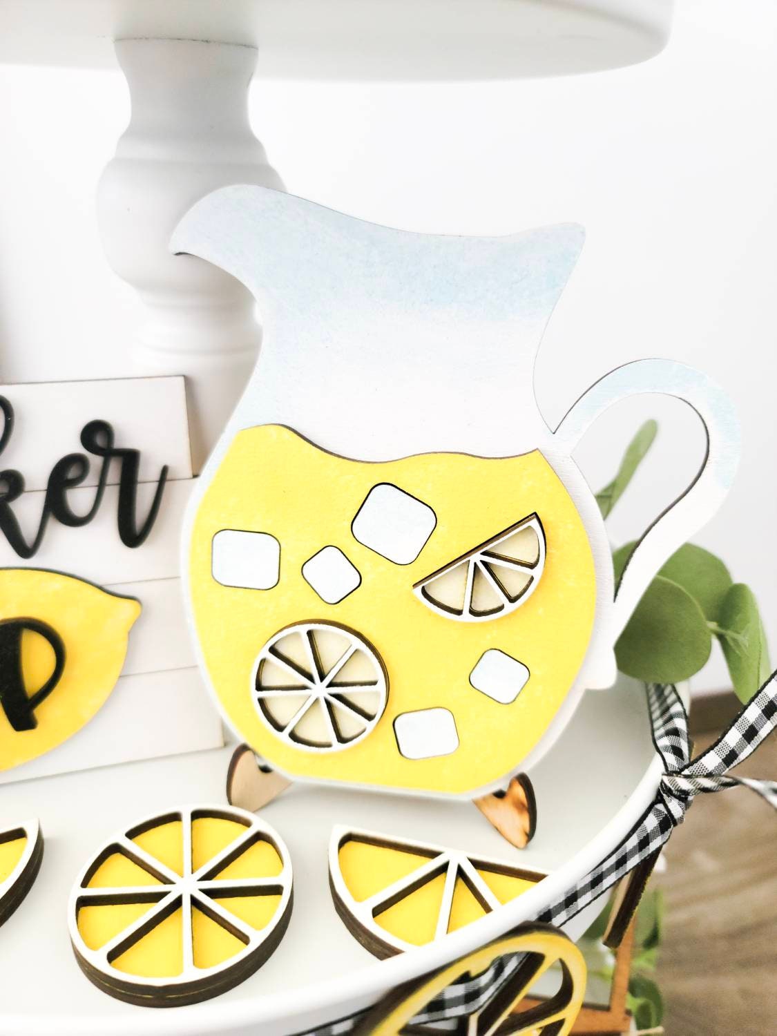 Lemon Tiered Tray Decor Farmhouse Decor Lemon Themed Decor | Etsy