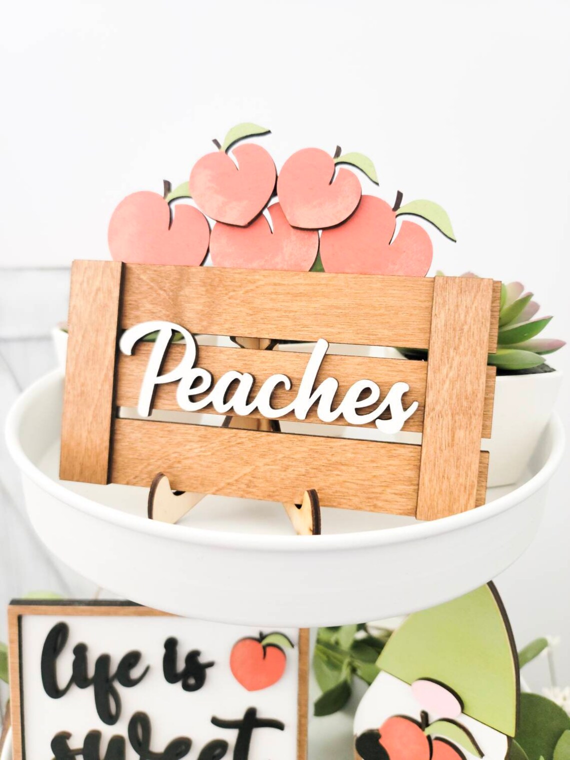 Peach Tier Tray Peach Decor Farmhouse Tier Tray Decor - Etsy