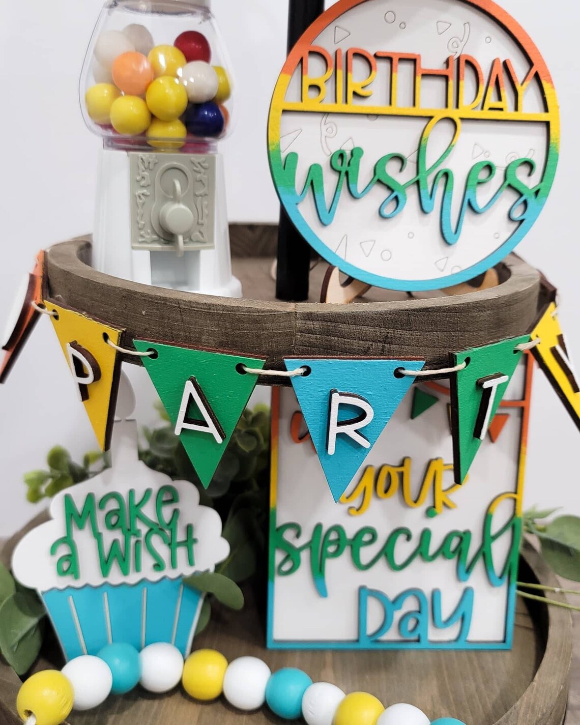 Birthday Tiered Tray Decor Happy Birthday Mini Birthday | Etsy