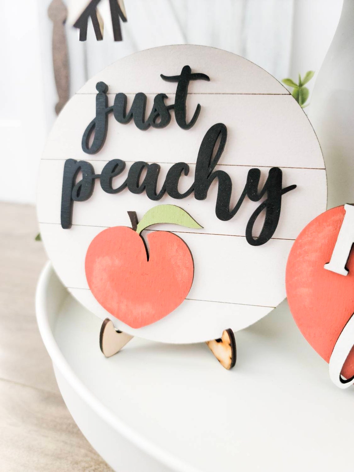 Peach Tier Tray Peach Decor Farmhouse Tier Tray Decor - Etsy