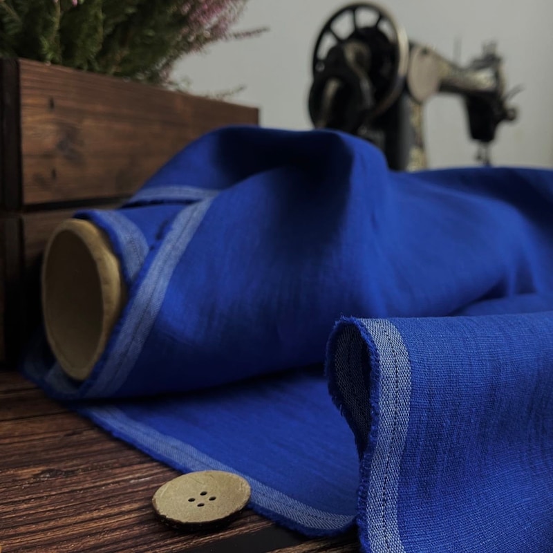 Blue Linen Fabric - Etsy