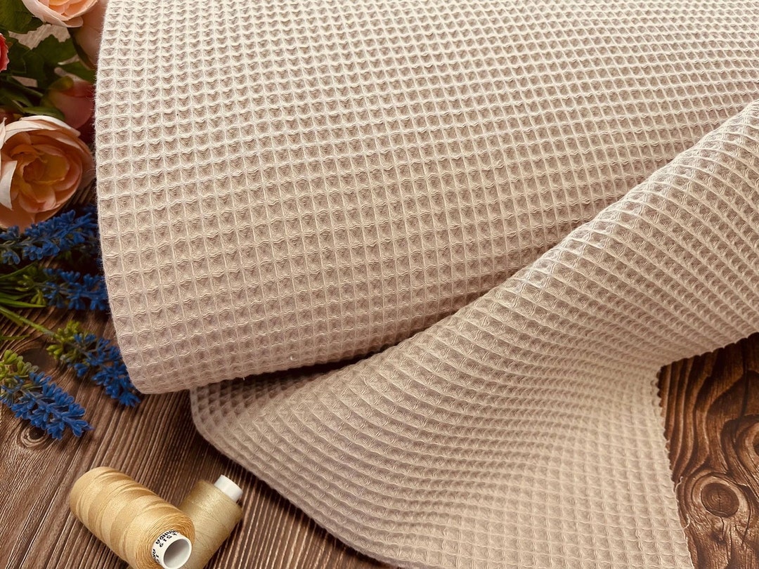 Latte Cotton Waffle Weave Fabric Fabric by the Yard or Meter Waffle ...