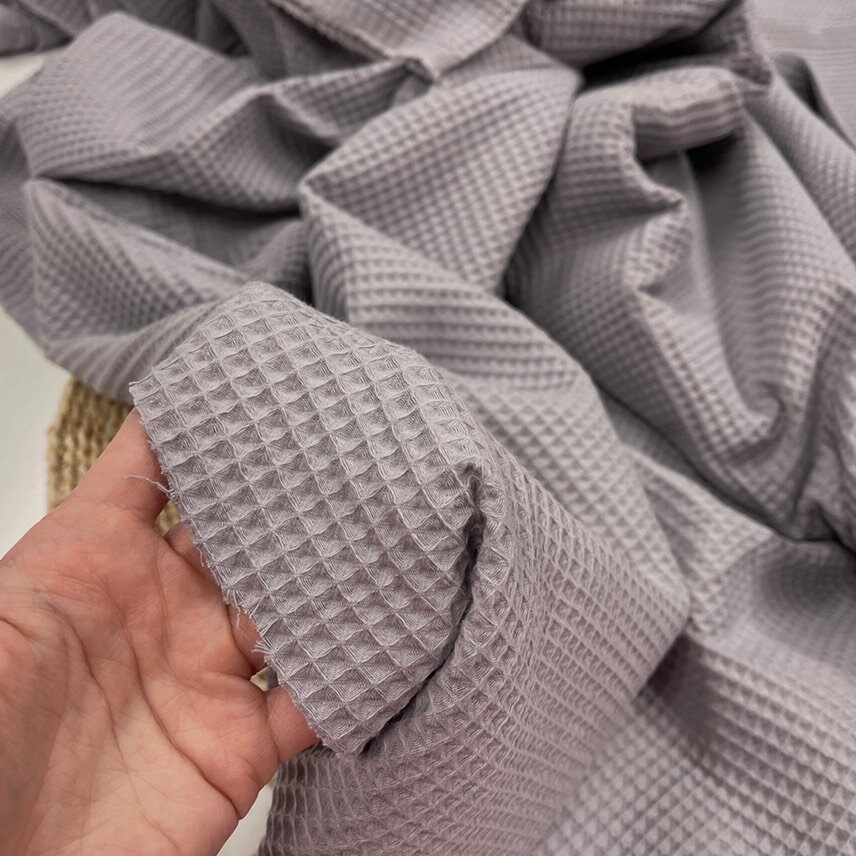 Gray Cotton Waffle Weave Fabric Fabric by the Yard or Meter - Etsy