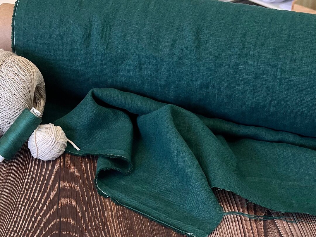 Emerald Green European Linen - 100% Softened Stone Washed Fabric by ...