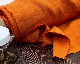 Orange Linen Fabric - Etsy