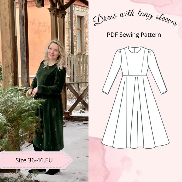 Bishop Sleeve Dress Pattern - Etsy