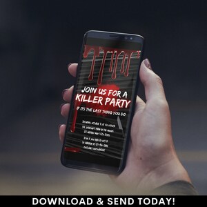 Killer Halloween Party Invitation Bloody Horror Movie Digital Invite Serial Party Mystery Evite ...