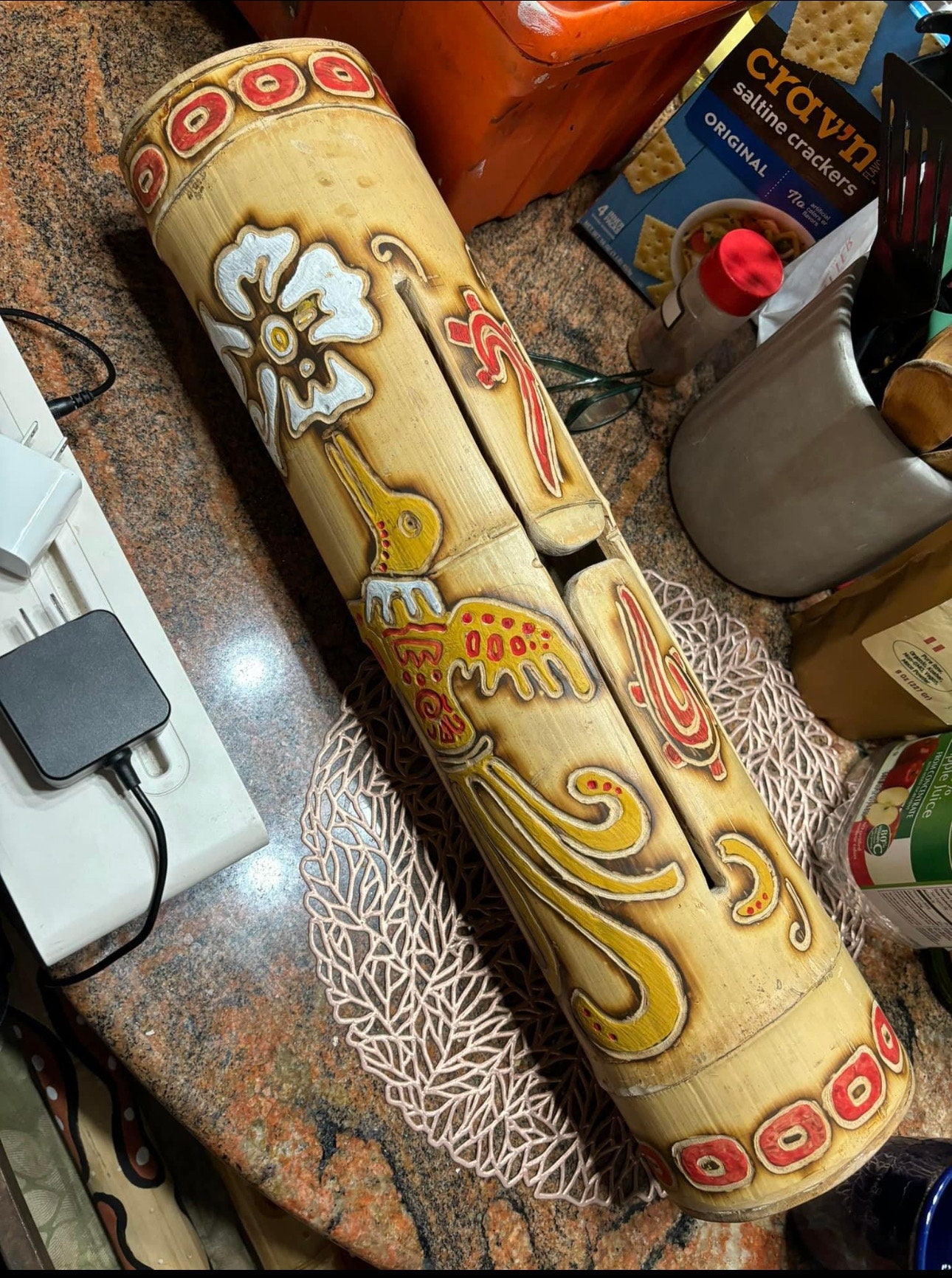 TEPONAZTLI (bamboo Drum) Made to Order! Artwork: Engraved, Burned ...