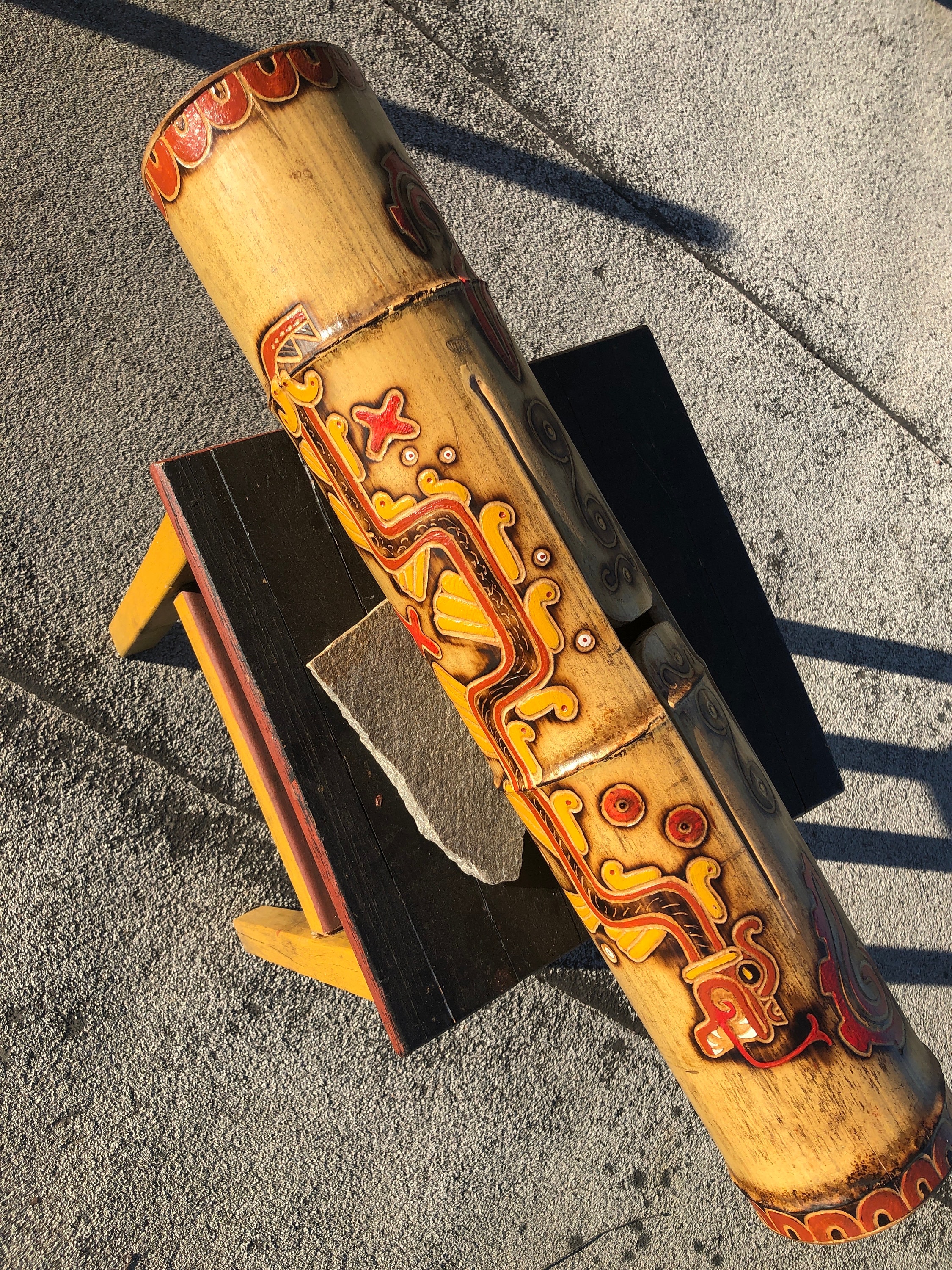 TEPONAZTLI (bamboo Drum) Made to Order! Artwork: Engraved, Burned ...
