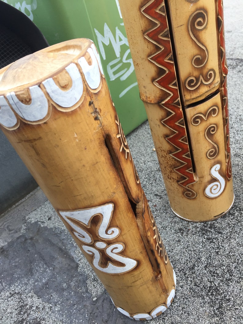 TEPONAZTLI (bamboo Drum) Made to Order! Artwork: Engraved, Burned ...