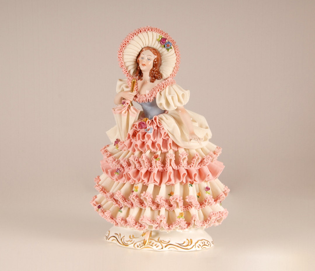 Dresden Porcelain Figurine German Lace Porcelain Vintage - Etsy