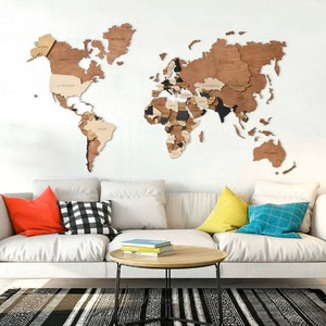 World Map Made From Craft Wood Home Decor - Etsy