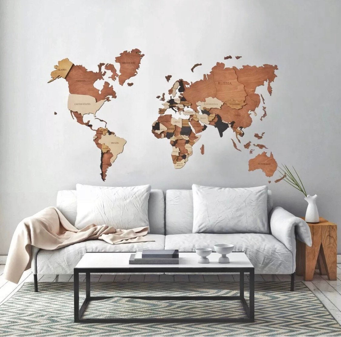 World Map Made From Craft Wood Home Decor - Etsy