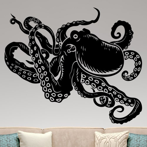 Octopus Wall Decal Ocean Animal 3D Smashed Wall Art Sticker - Etsy
