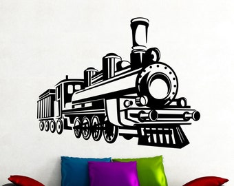 Steam Train Wall Decal Locomotive Vinyl Sticker Transport Art | Etsy