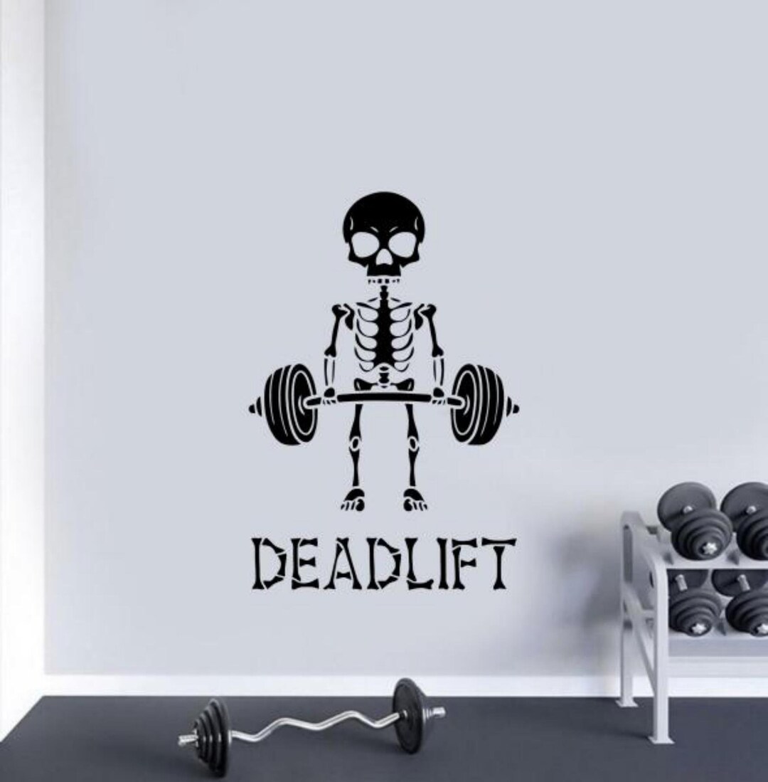 Deadlift Skeleton Wall Decal Vinyl Sticker Gym Decor Skull Bodybuilder ...