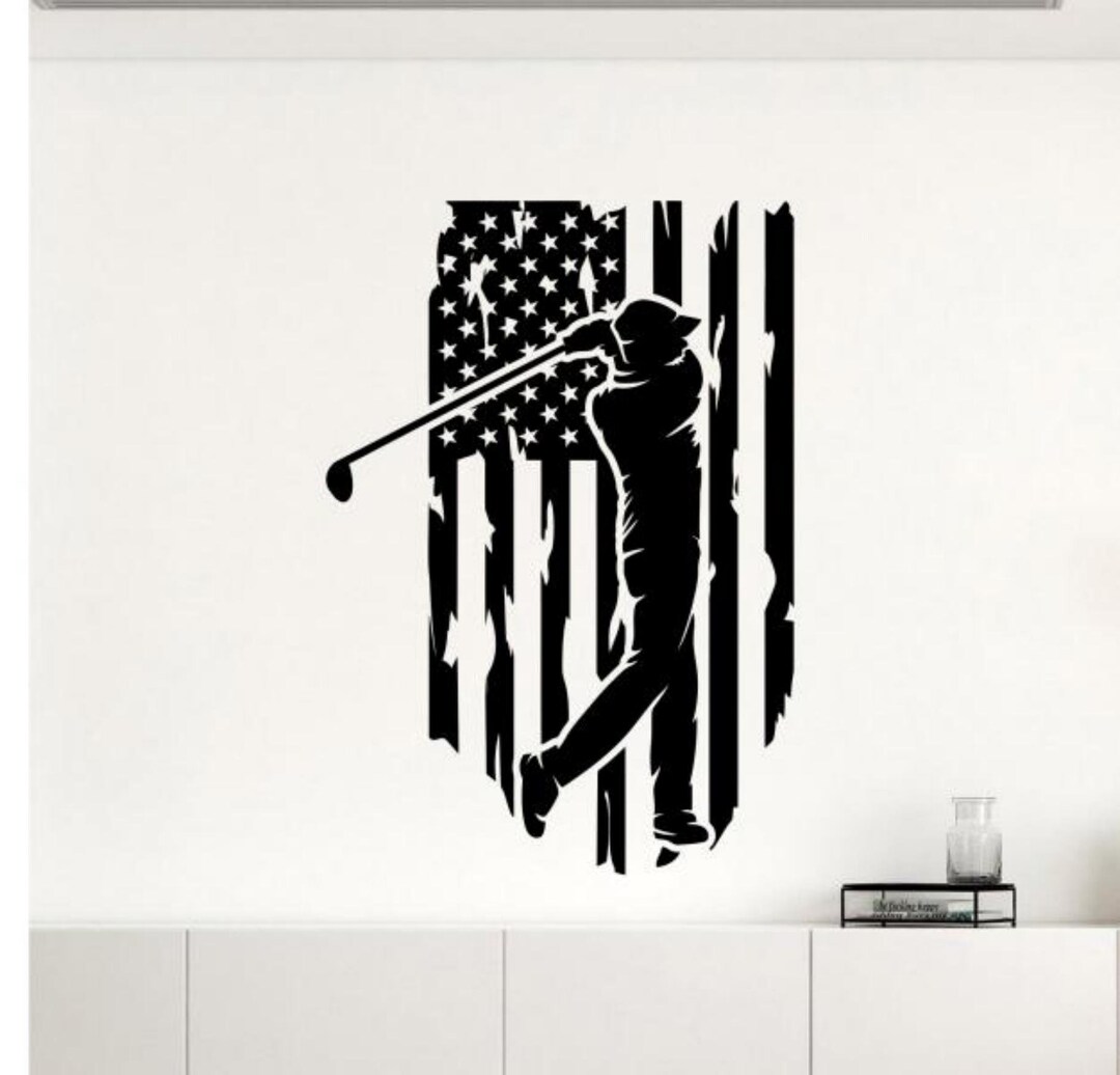 Golf Wall Decal Vinyl Sticker Golfing Decor Wall Art Distressed ...