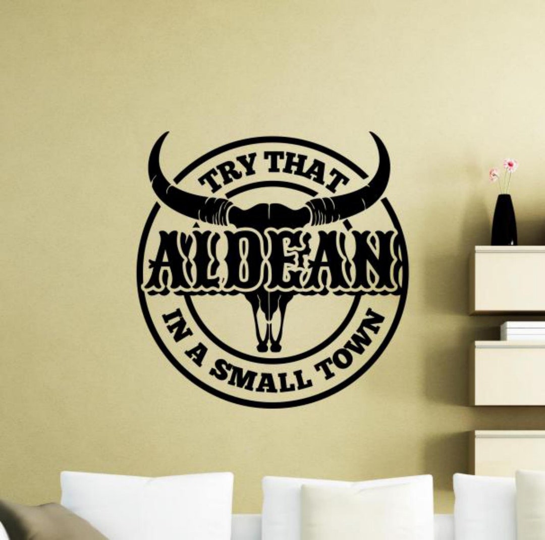 Try That in a Small Town Wall Decal Vinyl Sticker Aldean Logo Bull ...