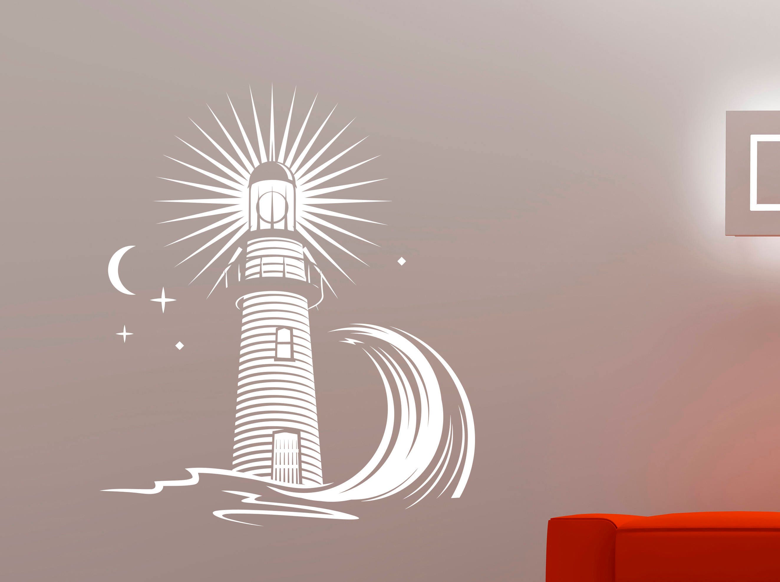 Lighthouse Wall Decal Nautical Vinyl Sticker Sea Travel Home Interior ...