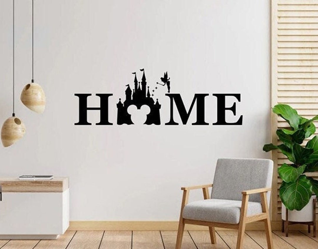 Disney Home Sign Wall Decal Magic Castle Tinkerbell Mickey Ears Vinyl ...