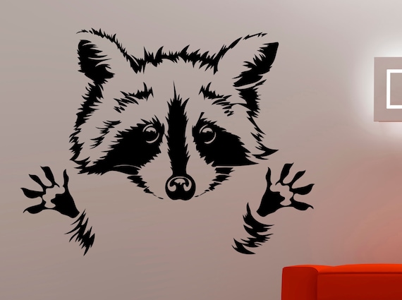 Raccoon Wall Sticker Animal Decals Home Interior Design Living | Etsy