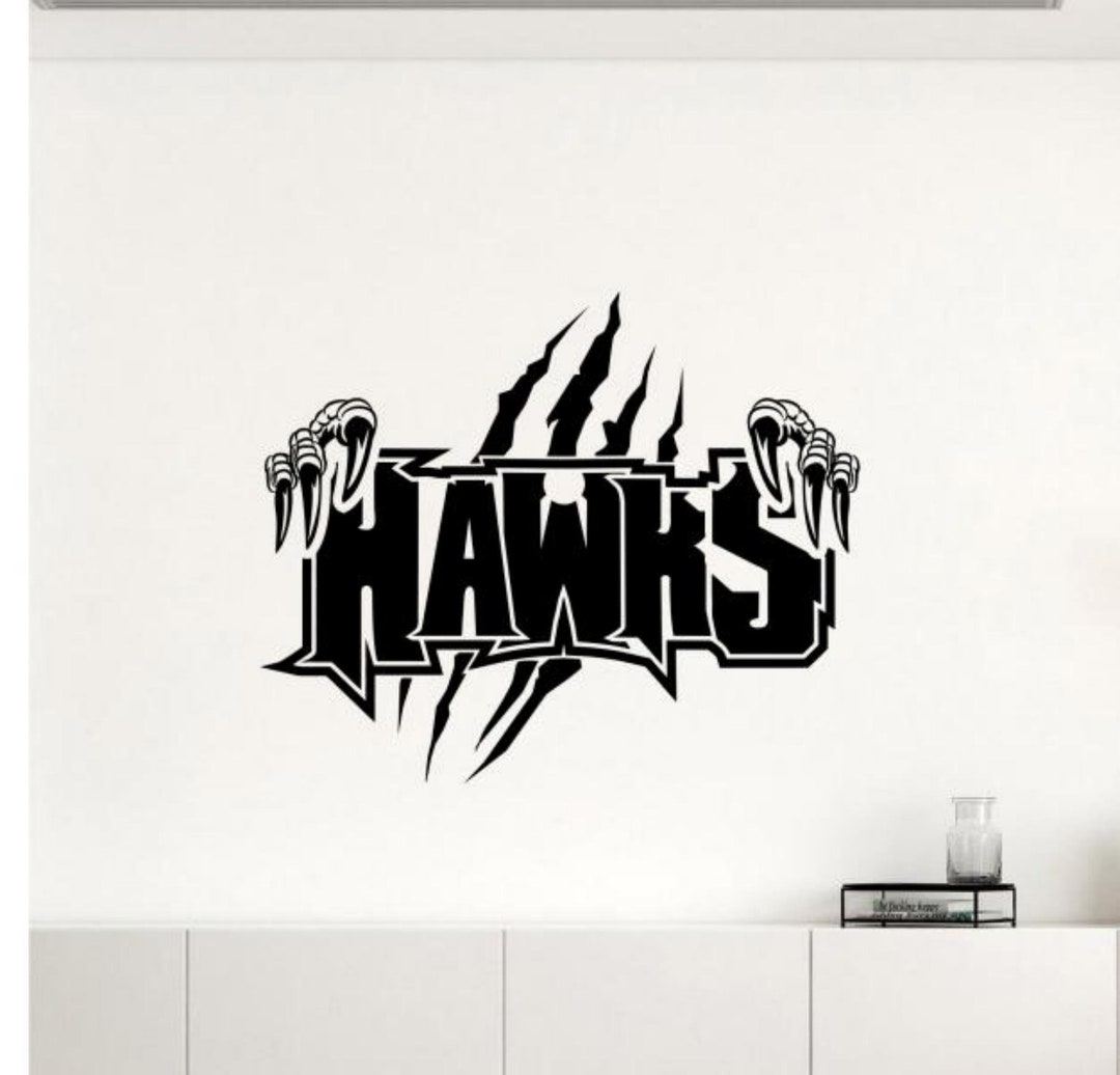 Hawks Wall Decal Vinyl Sticker Football Baseball Basketball Soccer ...
