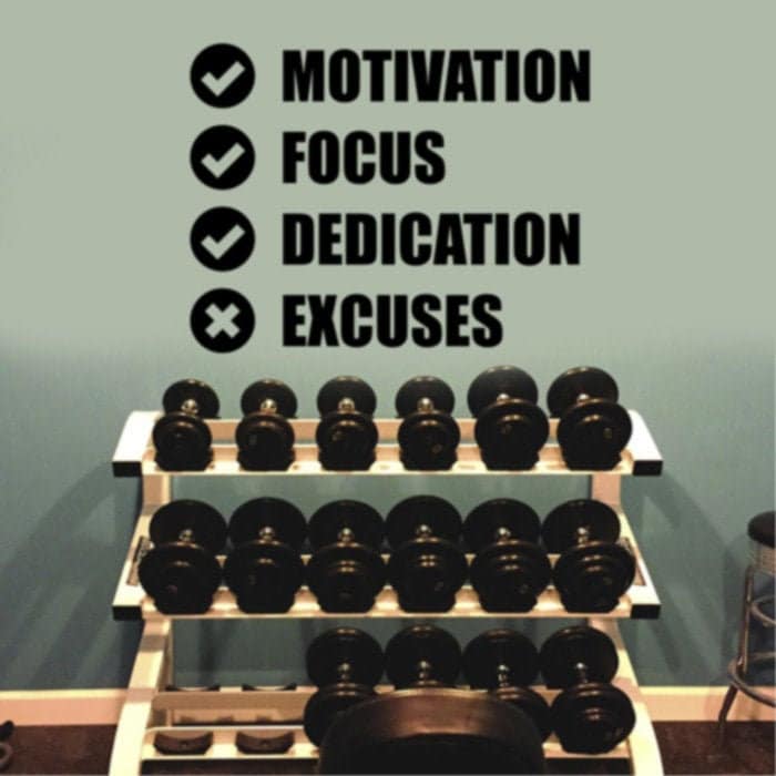 Motivation Focus Dedication Excuses Wall Decal Vinyl Sticker Gym ...