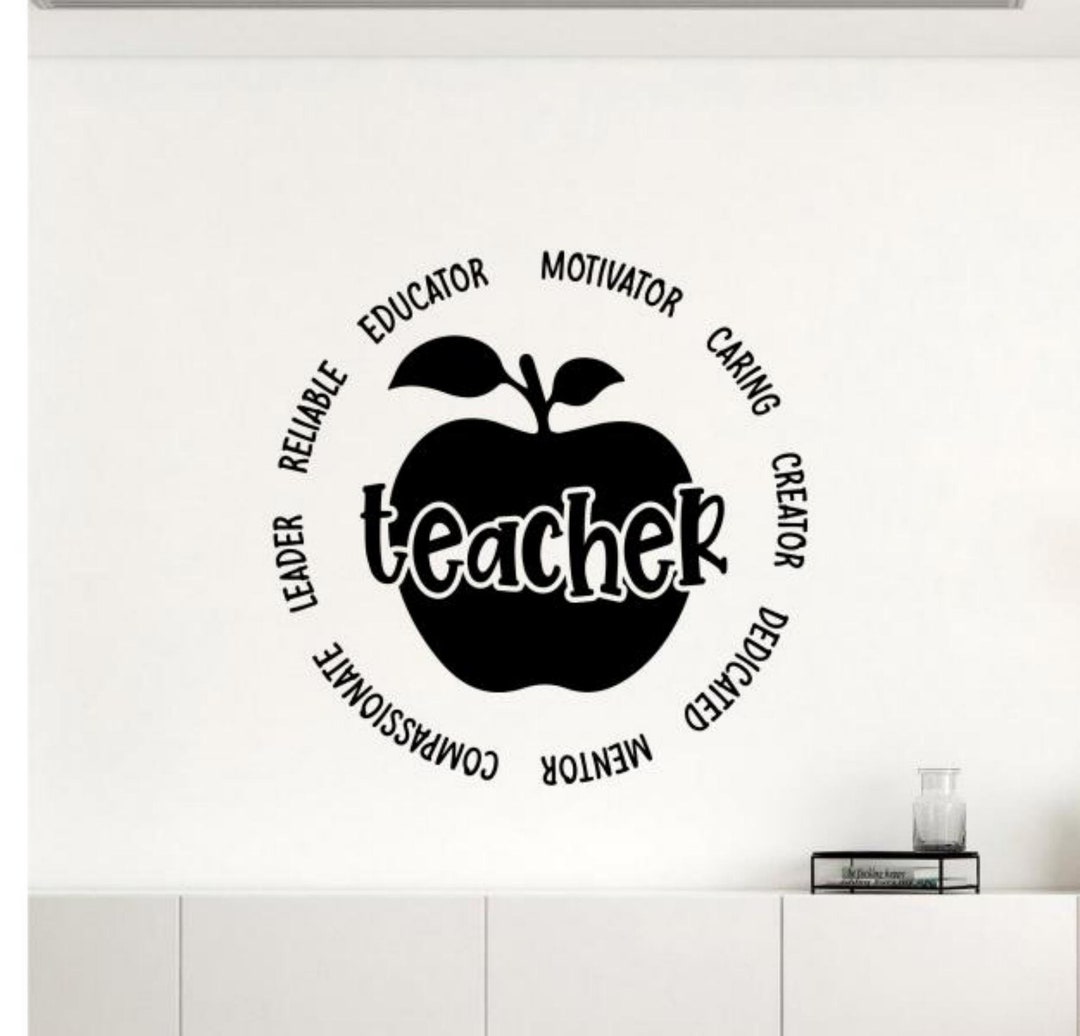 Teacher Wall Decal Vinyl Sticker Apple Decor Science Lab Wall Art ...