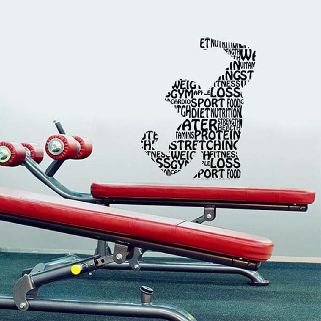 Bodybuilder Wall Decal Fitness Word Cloud Vinyl Sticker Sports ...
