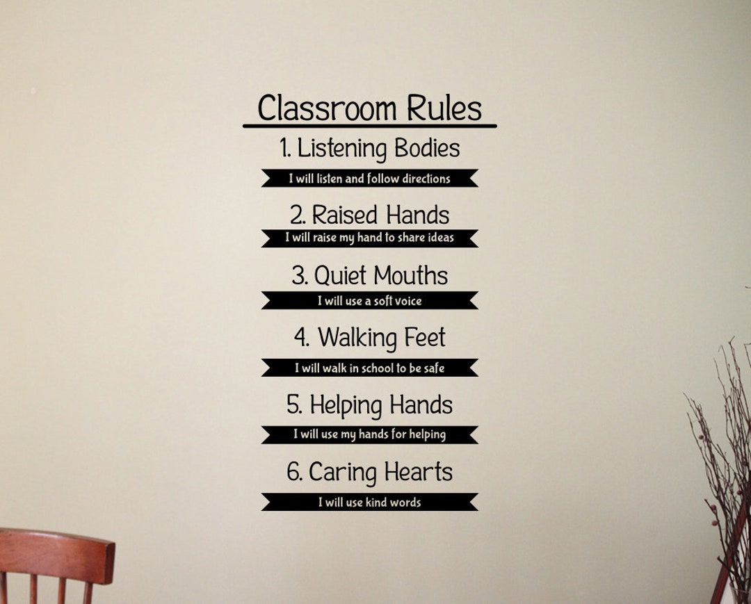 Classroom Rules Wall Decal Education Study Learning Inspirational Quote ...