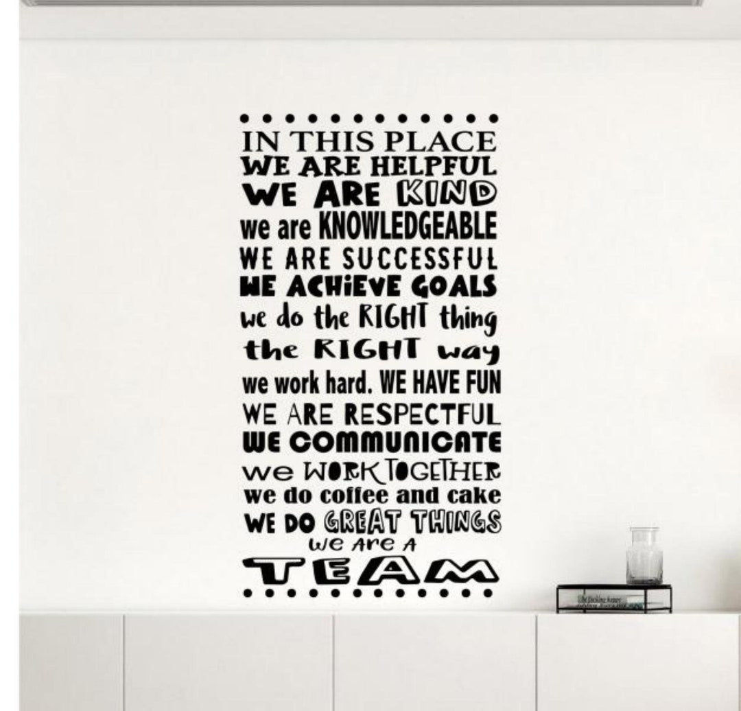 In This Place We Are a Team Wall Decal Vinyl Sticker Office Decor ...